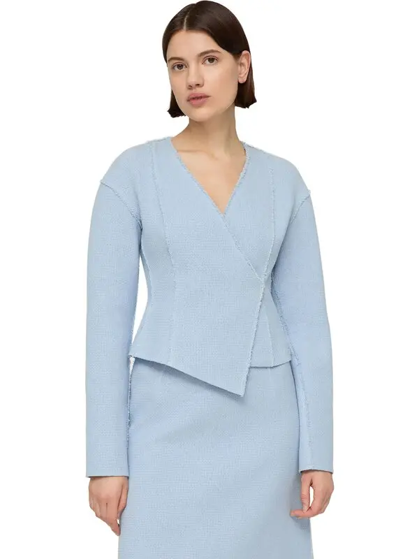 Lafayette 148 New York Asymmetric Cotton Dobby Jacket - Bluebell