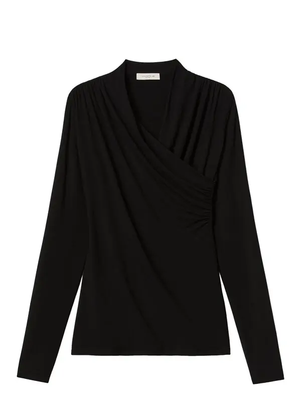 Lafayette 148 New York Jersey Wrap Top - Black