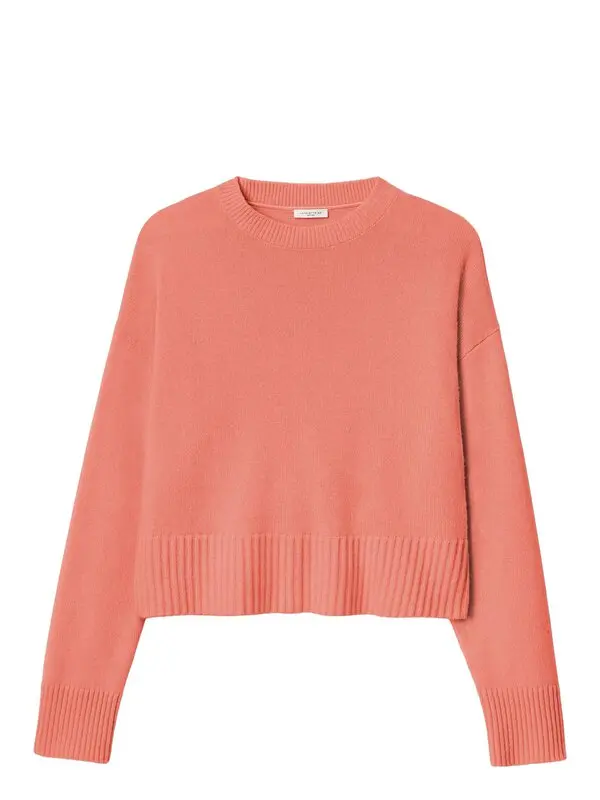 Lafayette 148 New York Cashmere Cropped Crewneck Sweater - Altrosa Pink