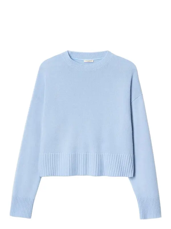 Lafayette 148 New York Cashmere Cropped Crewneck Sweater - Bluebell