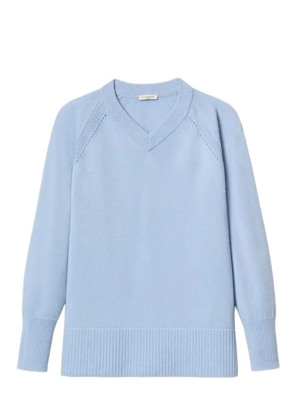 Lafayette 148 New York Wool Cashmere V-neck Sweater - Bluebell