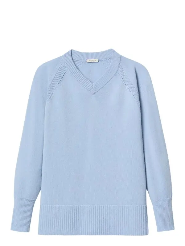 Lafayette 148 New York Wool Cashmere V-neck Sweater - Bluebell