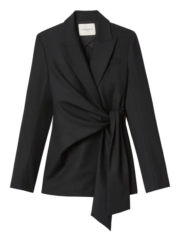 Lafayette 148 New York Fitted Wool Wrap Blazer - Black