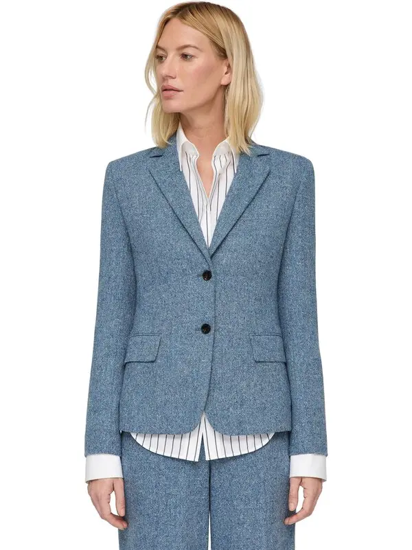 Lafayette 148 New York Donegal Tweed Fitted Blazer - Bluebell Multi