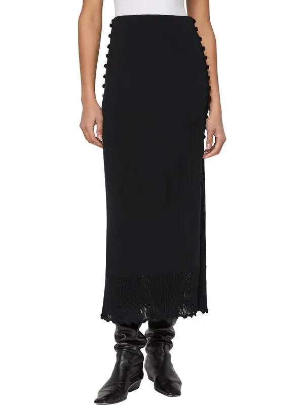 Lafayette 148 New York Cotton-silk Knit Midi Skirt - Black