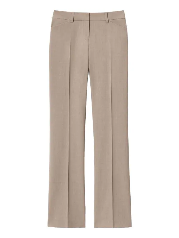 Lafayette 148 New York Stretch Wool Mid-rise Straight Leg Pants - Hickory Melange