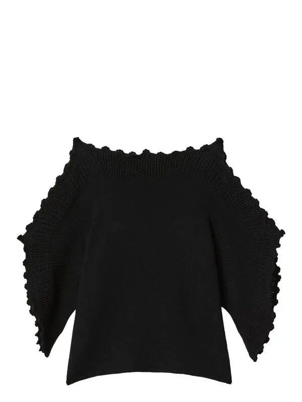 Lafayette 148 New York Cotton-silk Knit Top With Crochet Trim - Black