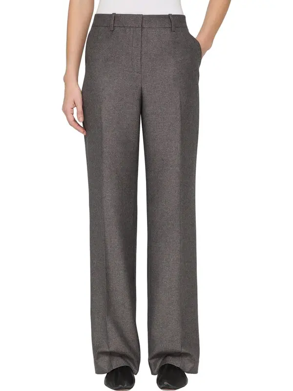 Lafayette 148 New York Wool Twill High-rise Trouser Pant - Cinder Multi