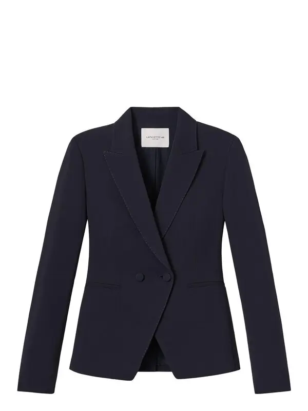 Lafayette 148 New York Crepe Double-breasted Blazer - Blue Ink