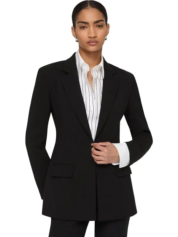 Lafayette 148 New York Wool Fitted Blazer - Black