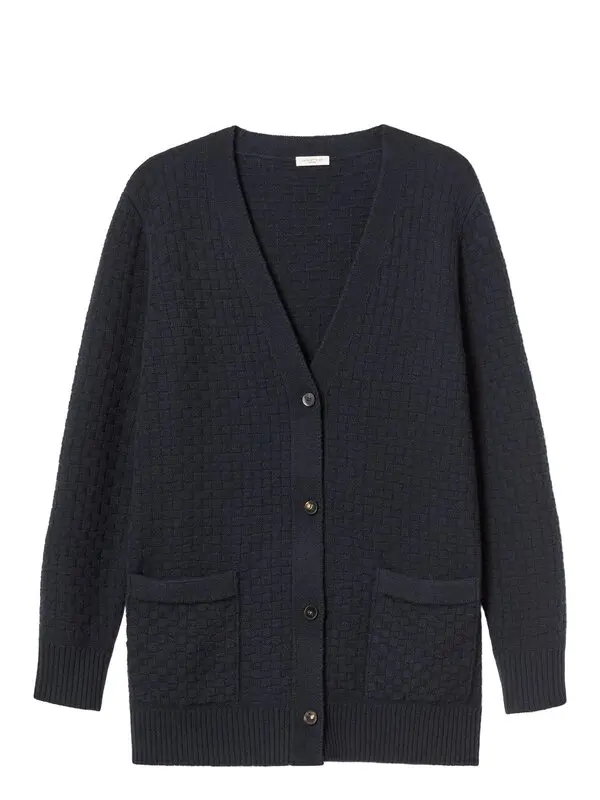Lafayette 148 New York Petite Cashmere Button Cardigan - Blue Ink