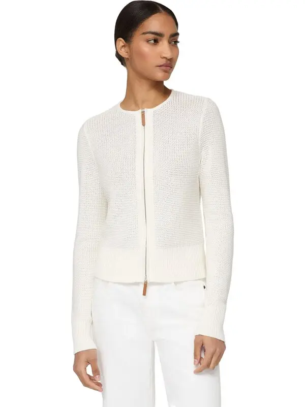 Lafayette 148 New York Cotton-silk Zip-front Cardigan - Cloud