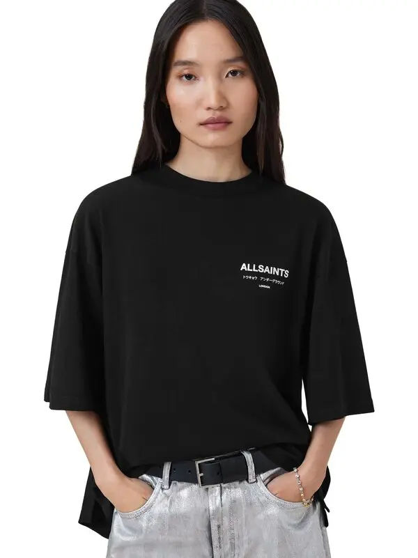 ALLSAINTS Underground Amelie Oversized T-shirt - Black