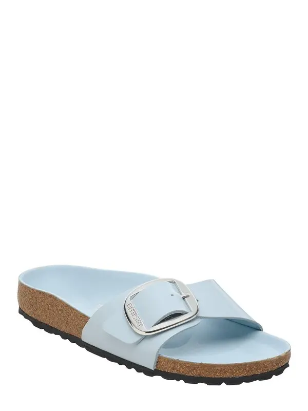 BIRKENSTOCK Madrid Big Buckle Natural Leather Patent Sandal - High Shine Baby Blue