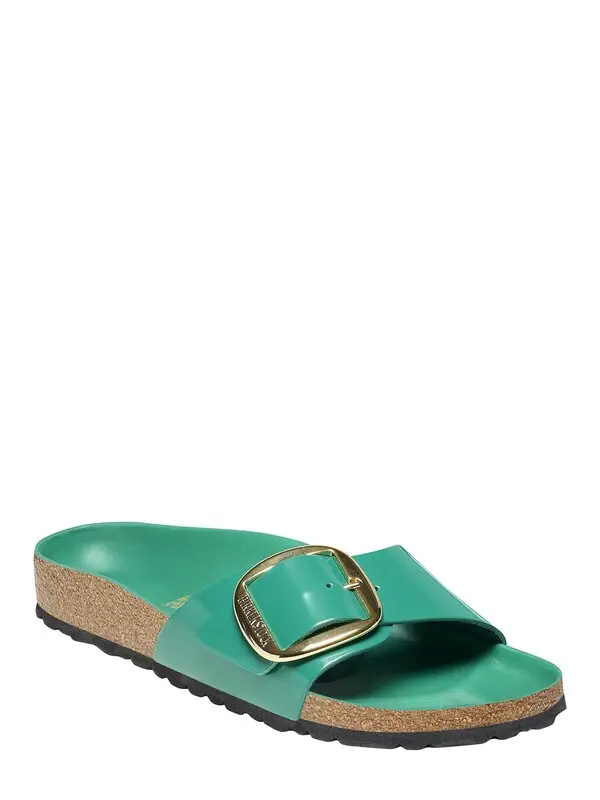 BIRKENSTOCK Madrid Big Buckle Natural Leather Patent Sandal - High Shine Digital Green