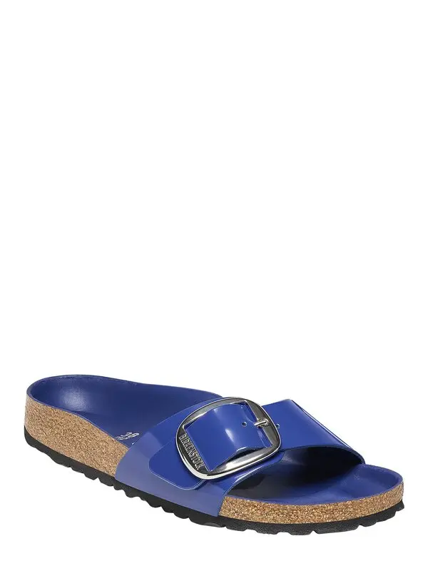 BIRKENSTOCK Madrid Big Buckle Natural Leather Patent Sandal - High-shine Cobalt