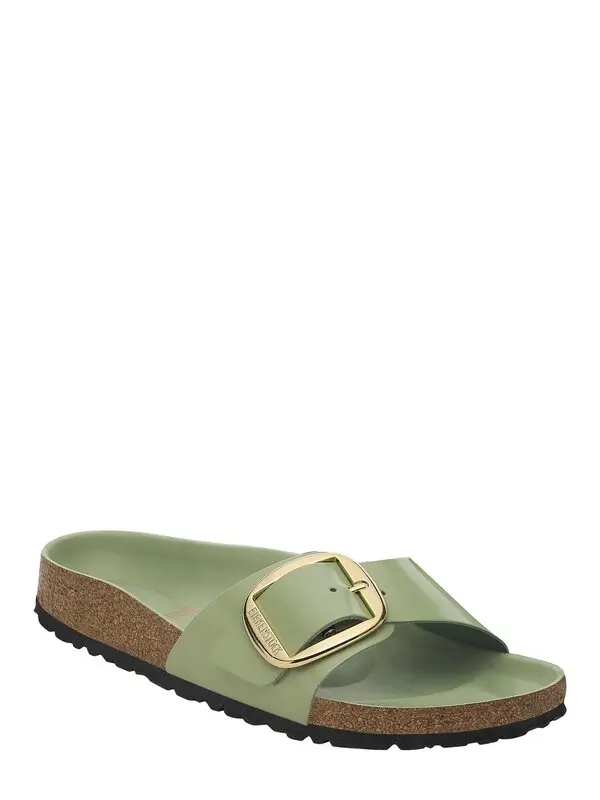 BIRKENSTOCK Madrid Big Buckle Natural Leather Patent Sandal - High-shine Green Tea