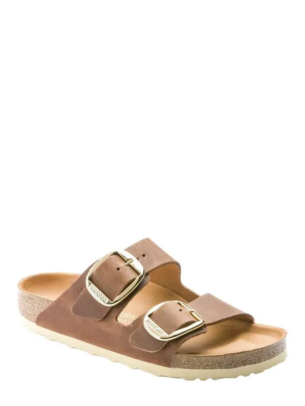 BIRKENSTOCK Arizona Big Buckle Natural Leather Oiled Sandals - Cognac