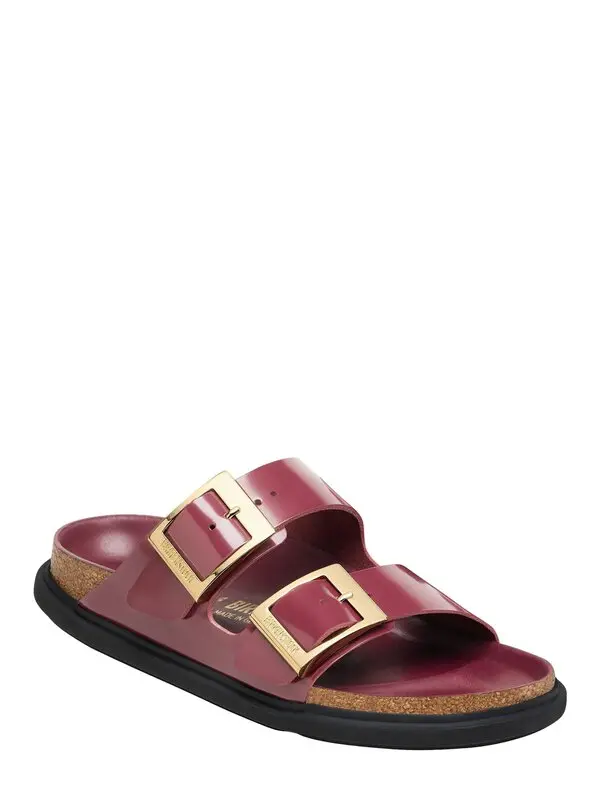 BIRKENSTOCK Arizona Droplet Buckle Natural Leather Patent Sandal - Zinfandel High Shine
