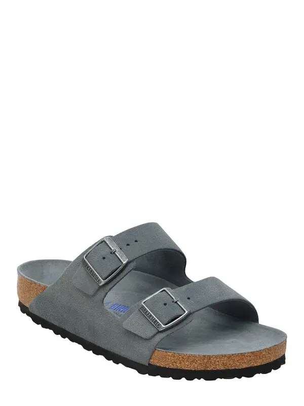 BIRKENSTOCK Arizona Suede Leather Sandals - Basalt Gray Tonal