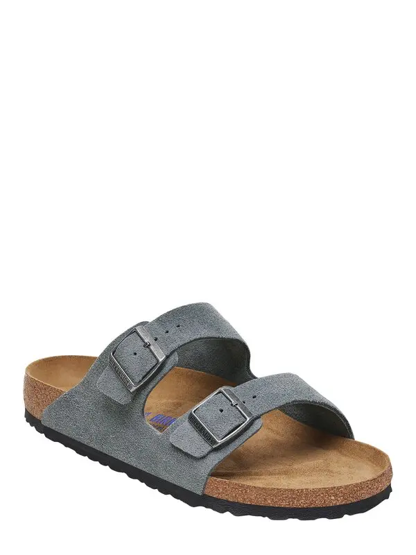 BIRKENSTOCK Arizona Suede Leather Sandals - Basalt Gray