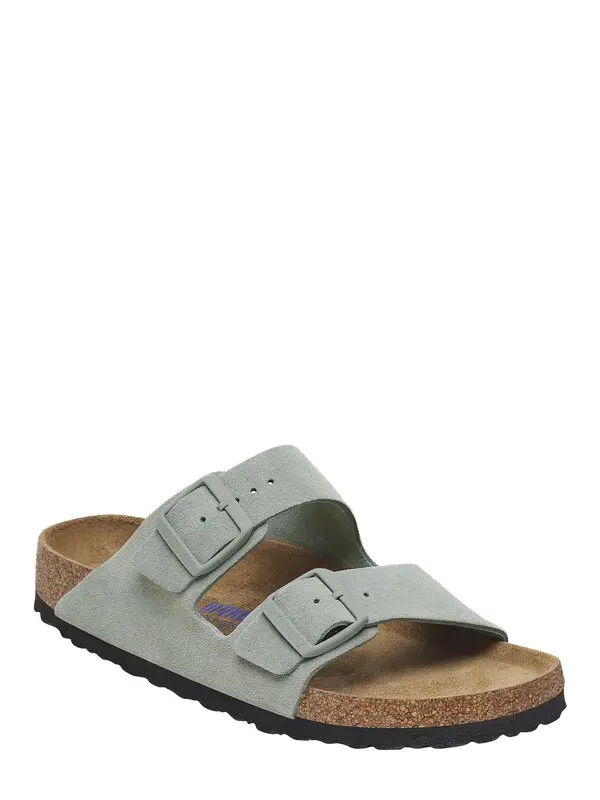 BIRKENSTOCK Arizona Suede Leather Sandals - Pure Sage