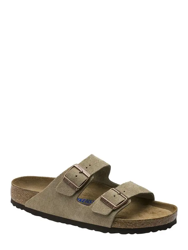 BIRKENSTOCK Arizona Suede Leather Sandals - Taupe