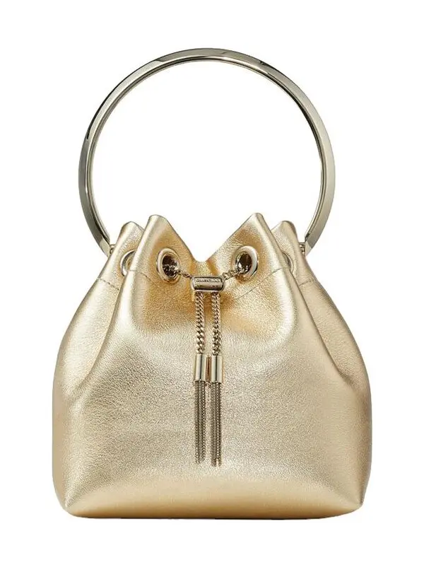 JIMMY CHOO Bon Bon Metallic Nappa Bucket Bag - Silver