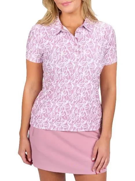 BLACK CLOVER Floral Printed Aurora Polo - Cosmic Pink