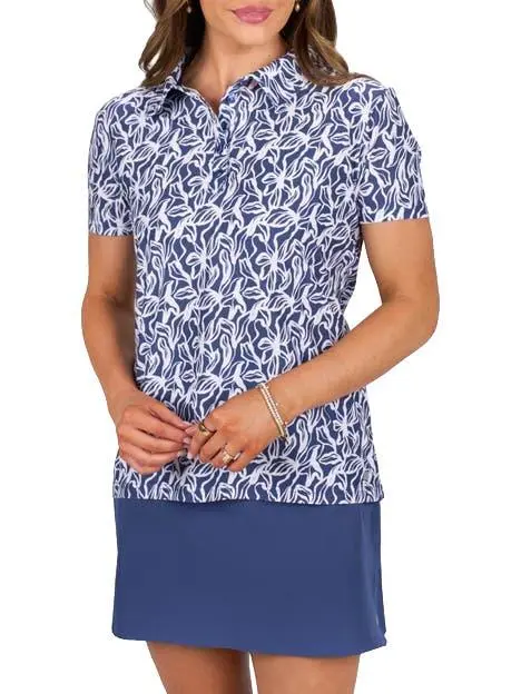 BLACK CLOVER Floral Printed Aurora Polo - Navy