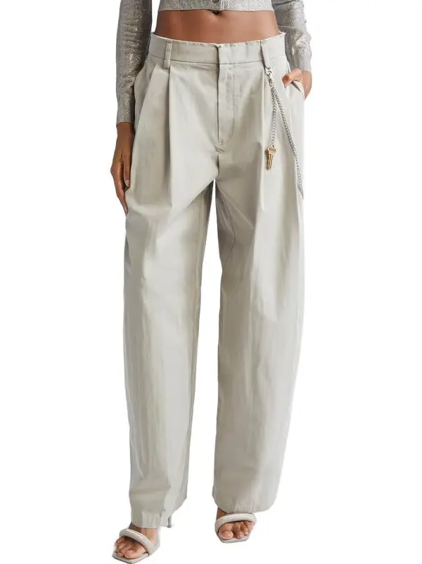 Alexander Wang Pleated Balloon Leg Trousers With Detachable Chain - Stone