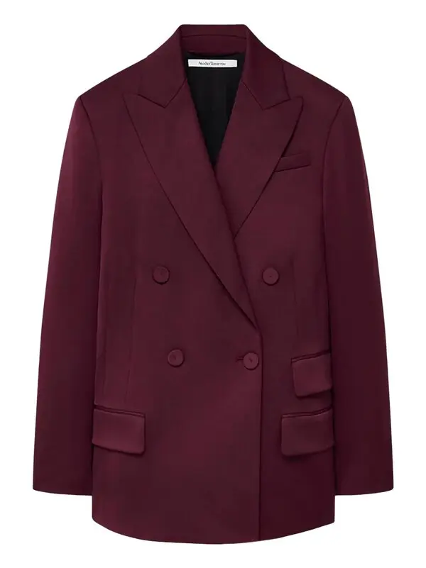Another Tomorrow Relaxed Double-breasted Jacket - Plum