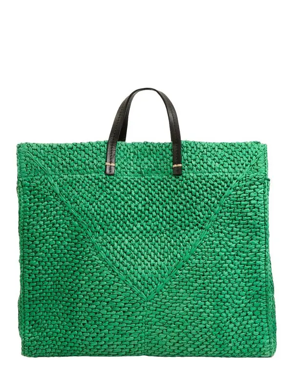 Clare V. Raffia Tote Bag - Green Apple Raffia