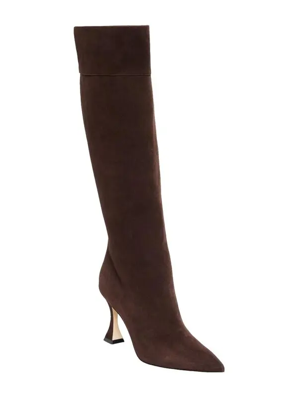 Manolo Blahnik Miralone Pointed Toe Tall Boots - Dark Brown