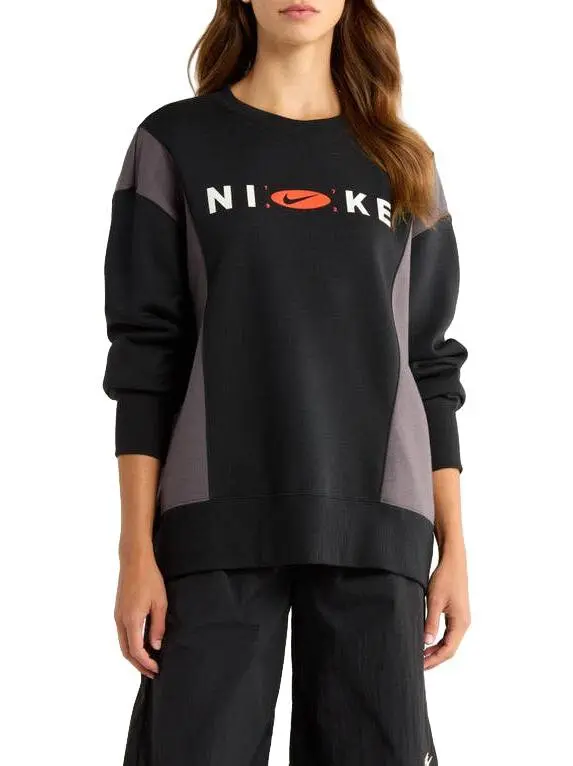 Nike Phoenix Fleece Oversize Crewneck Sweatshirt - Black/thunder Grey