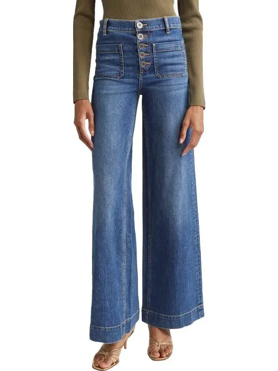 Ramy Brook Cindy Patch Pocket Wide Leg Jeans - Medium Wash