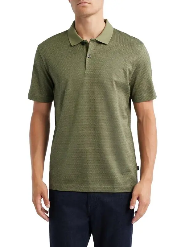 BOSS Parlay Geo Pattern Cotton Polo - Medium Green