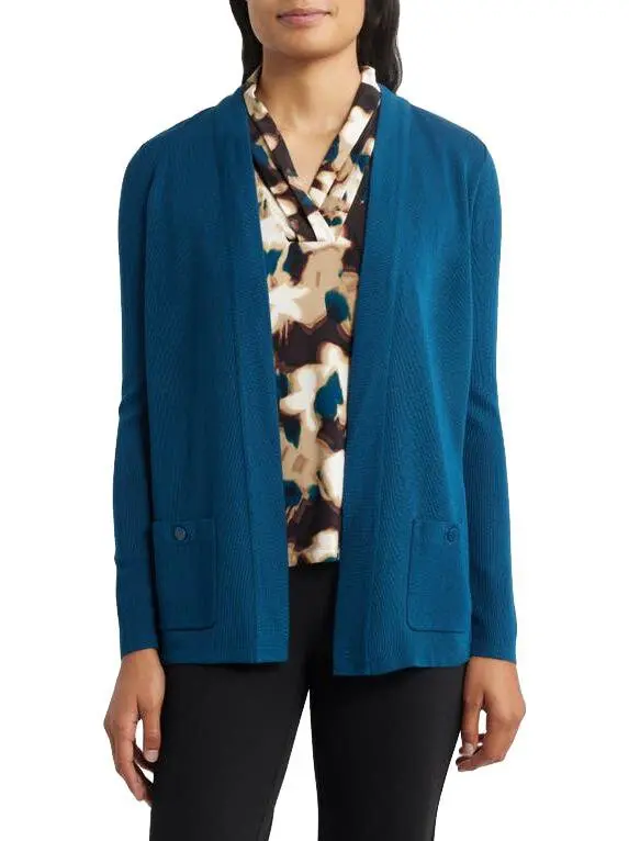 Anne Klein Open Front Cardigan - Baltic Teal