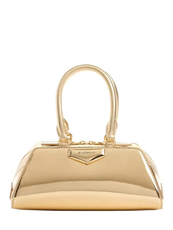 Givenchy Mini Antigona Metallic Leather East/west Satchel - Golden