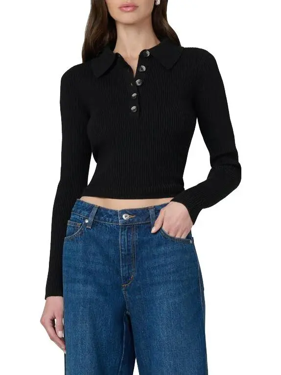 Joe's Jeans The Lisa Crop Rib Polo Sweater - Black