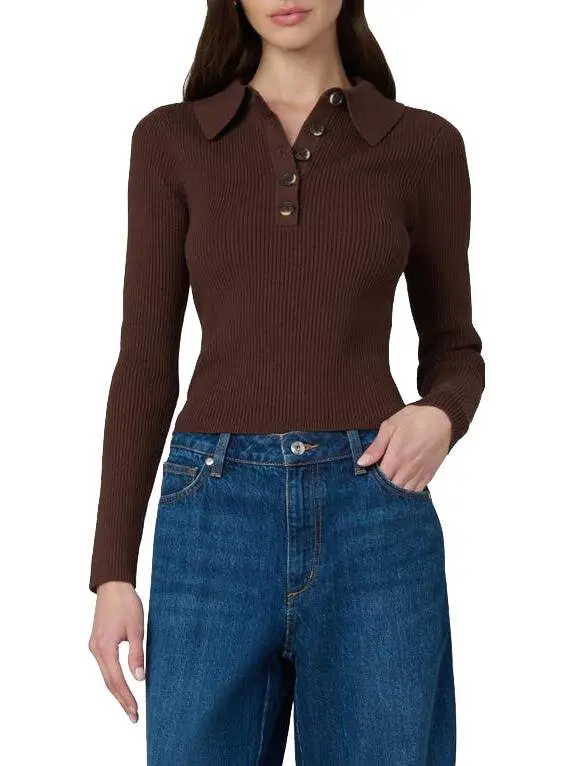 Joe's Jeans The Lisa Crop Rib Polo Sweater - Chocolate