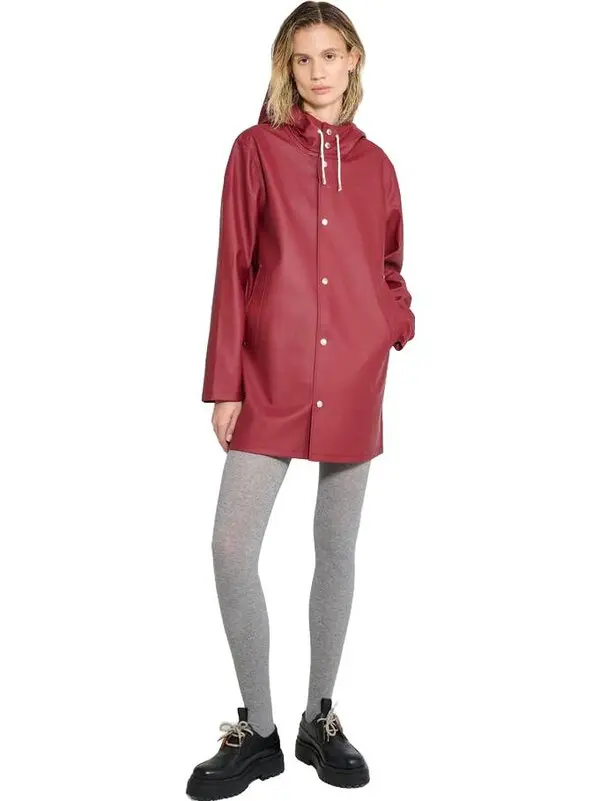 Stutterheim Stockholm Long Sleeve Hooded Raincoat - Burgundy