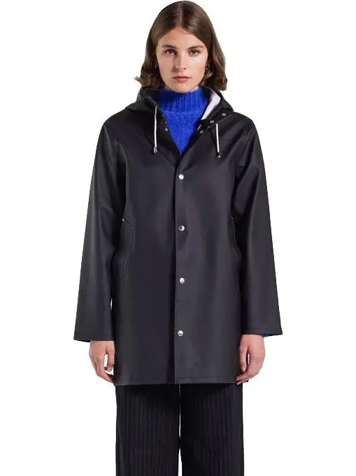 Stutterheim Stockholm Long Sleeve Hooded Raincoat - Black
