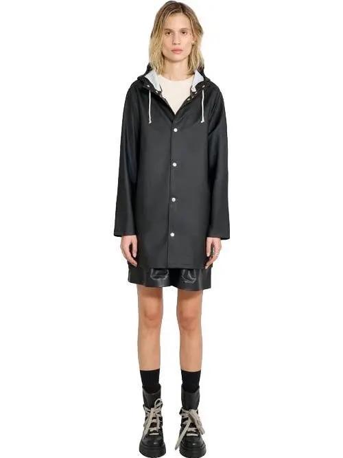 Stutterheim Stockholm Long Sleeve Hooded Raincoat - Black