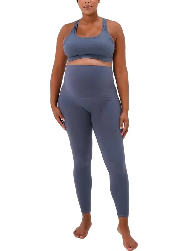 AXK Athletic Maternity Legging With Supportive Belly Band - Blue