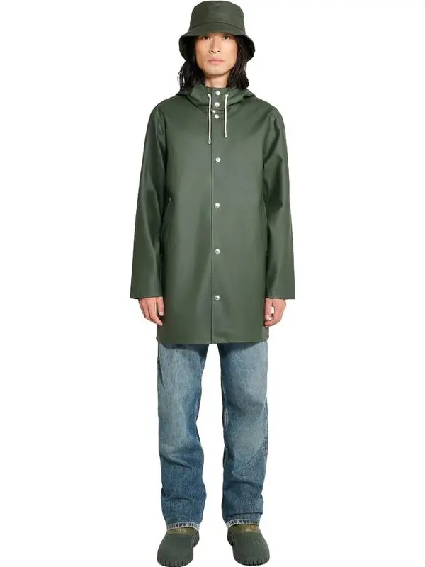 Stutterheim Stockholm Long Sleeve Hooded Raincoat - Green