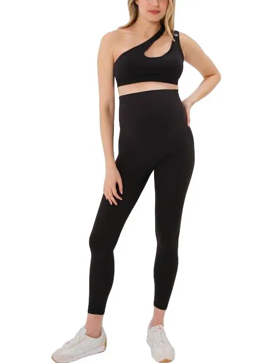 AXK Athletic Maternity Legging With Scrunch Butt Design And Supportive Belly Band - Black