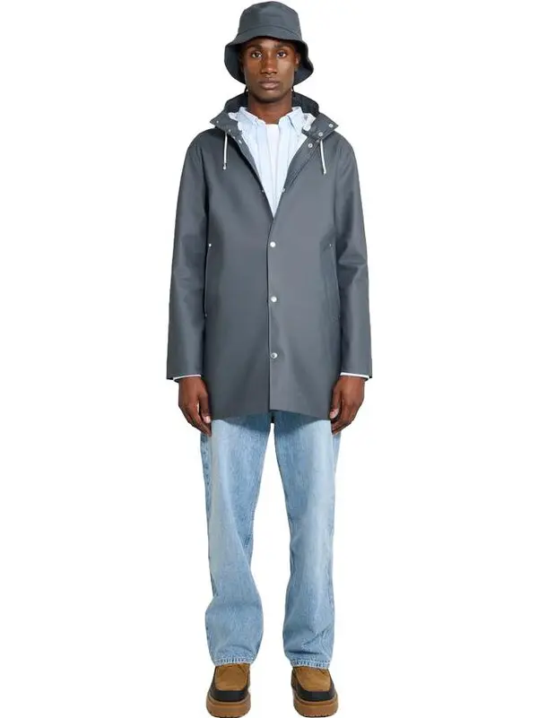 Stutterheim Stockholm Long Sleeve Hooded Raincoat - Charcoal