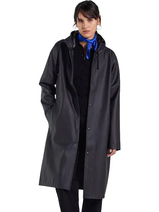 Stutterheim Stockholm Long Hooded Raincoat - Black