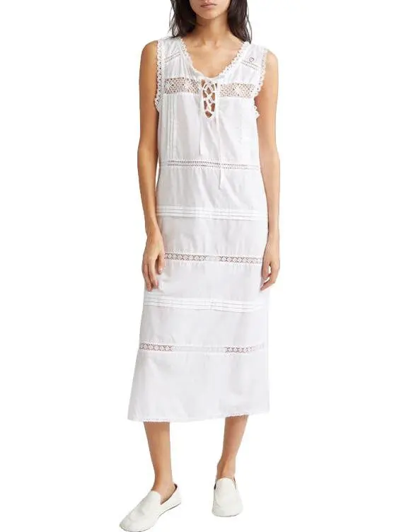 KÚR Lace Trim Shift Dress - White